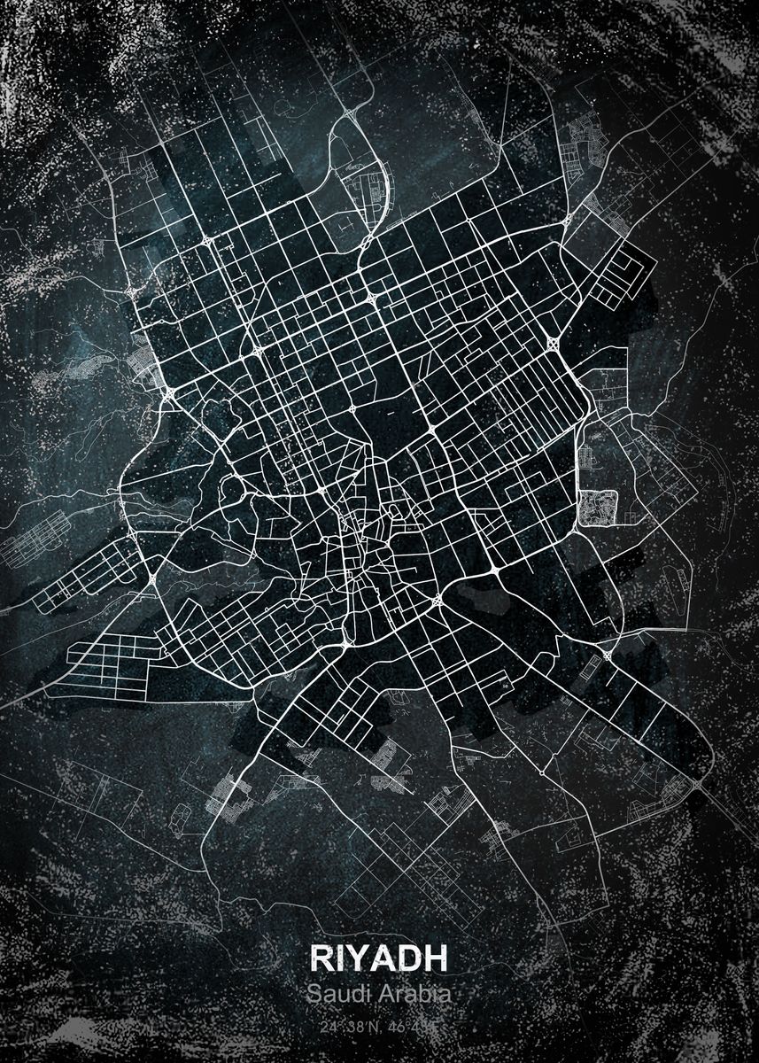 'riyadh chalk map' Poster, picture, metal print, paint by Project X ...