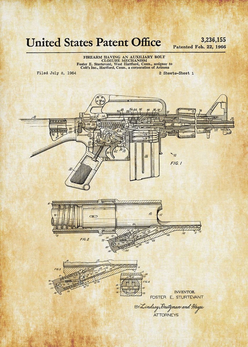 'Colt Automatic Rifle' Poster, picture, metal print, paint by Lloyd ...