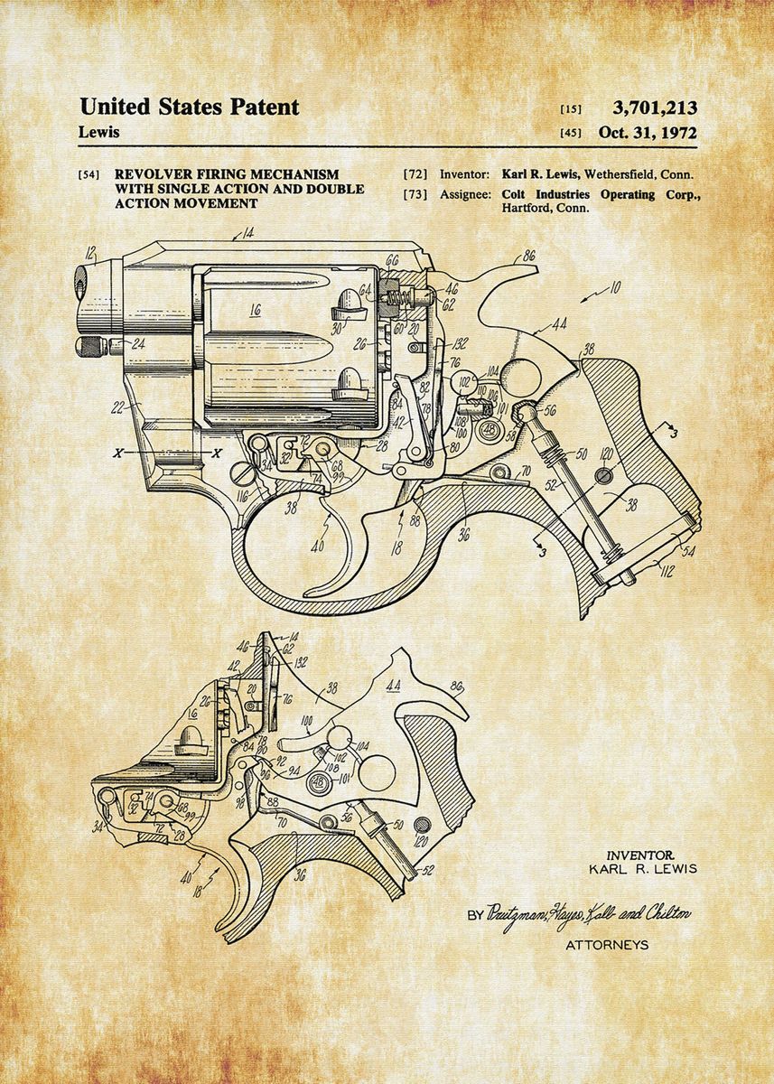 'Colt Revolver Firing' Poster, picture, metal print, paint by Lloyd ...