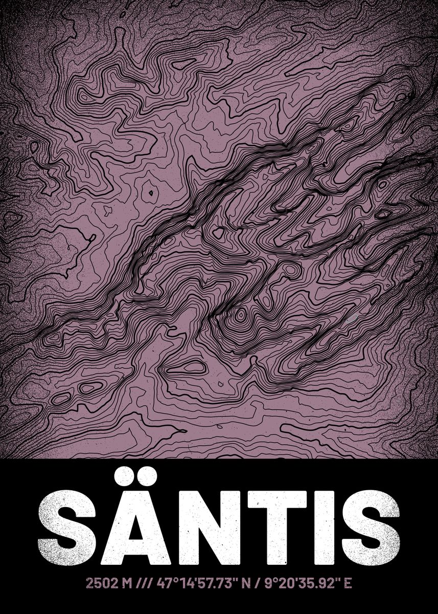 'Saentis Topographic Map' Poster, picture, metal print, paint by ...