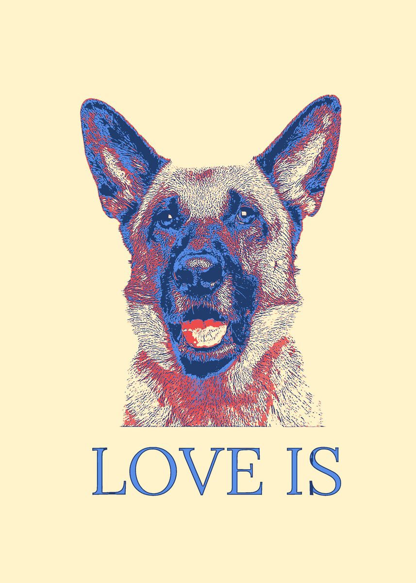 'German Shepherd' Poster, picture, metal print, paint by Rowena | Displate