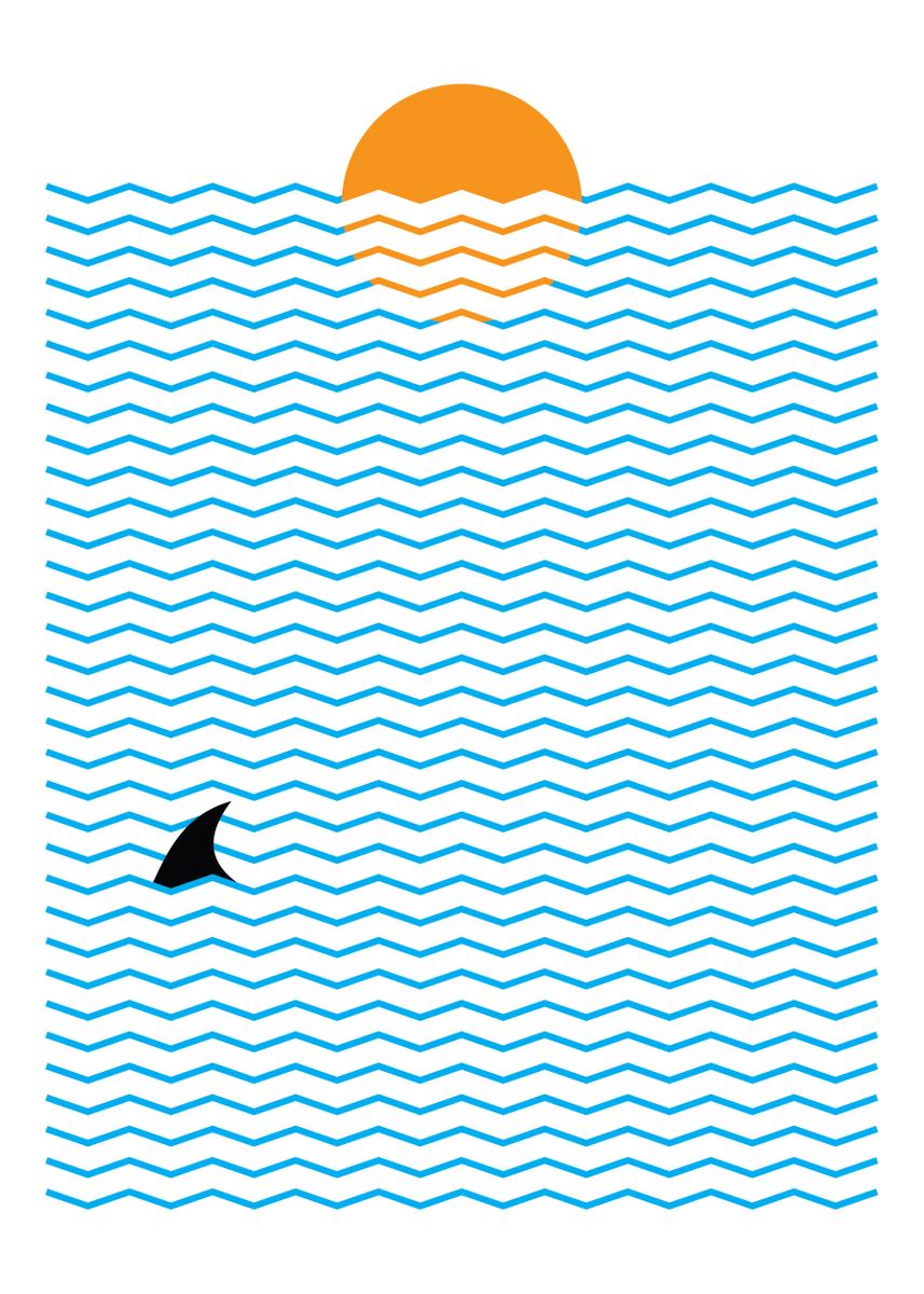 'Shark and Sunset' Poster by encip | Displate