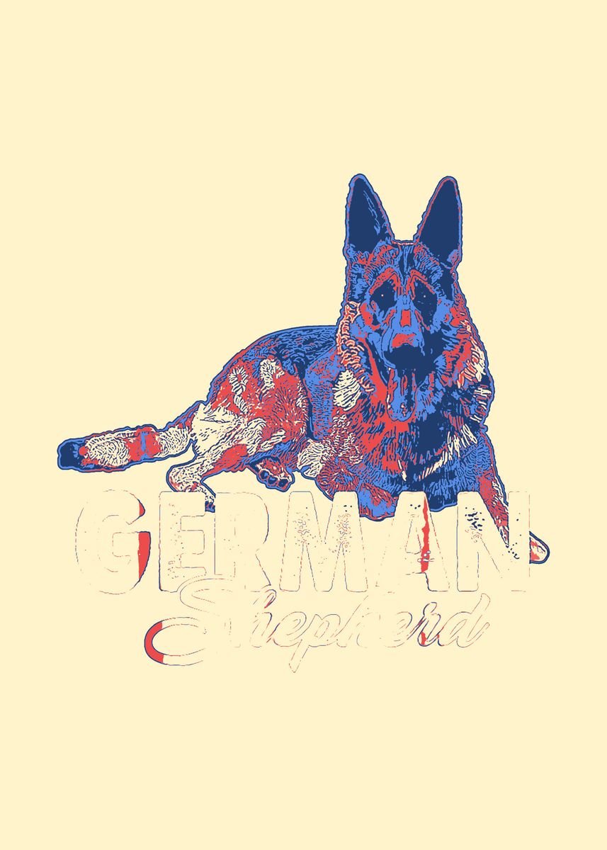 'German Shepherd' Poster by Odile | Displate