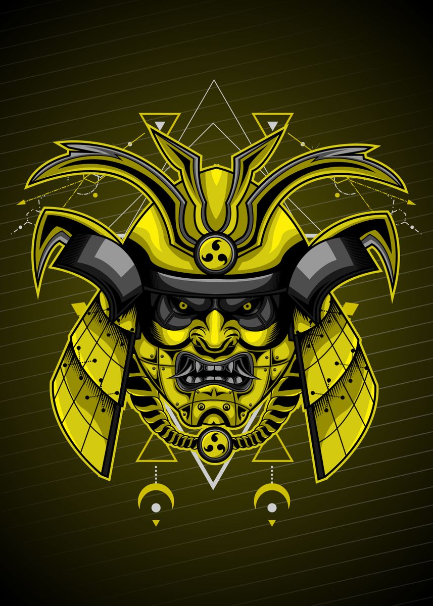 'SAMURAI GREEN YELLOW' Poster, picture, metal print, paint by arif ...