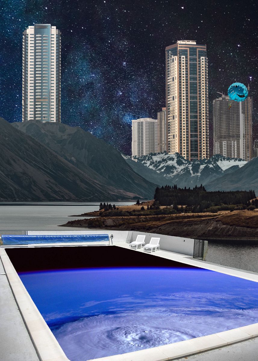 'SPACE POOL' Poster, picture, metal print, paint by Exhozt | Displate