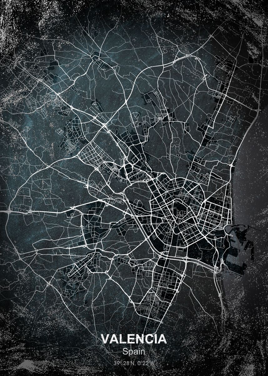 'valencia chalk map' Poster by Project X | Displate