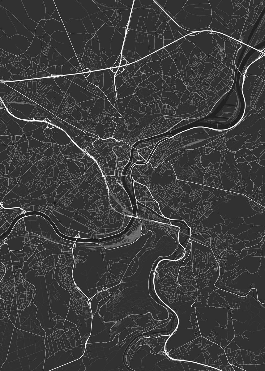 'Liege Belgium Map' Poster by GraphicalMaps | Displate