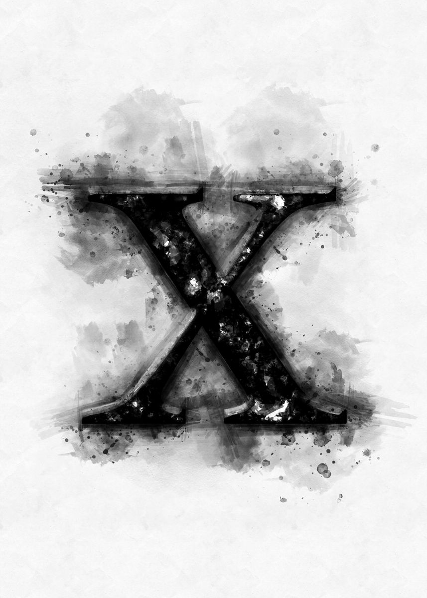 'x small letter watercolor' Poster, picture, metal print, paint by B ...