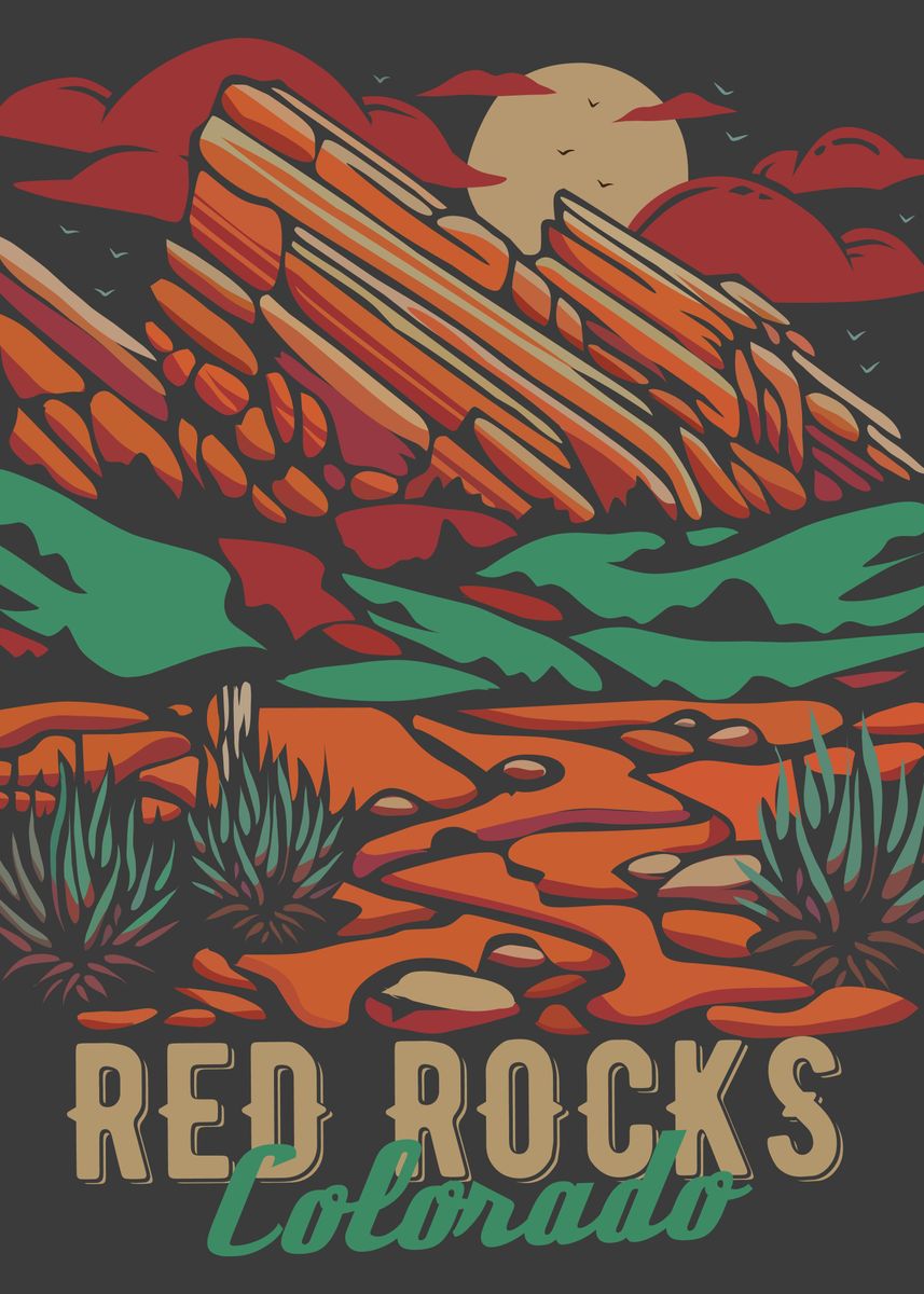 'Red Rocks Colorado' Poster, picture, metal print, paint by AL Picaso ...