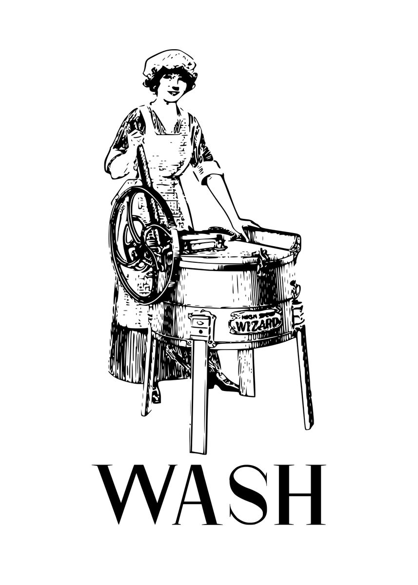 'Laundry Vintage Wash Lady' Poster, picture, metal print, paint by ...
