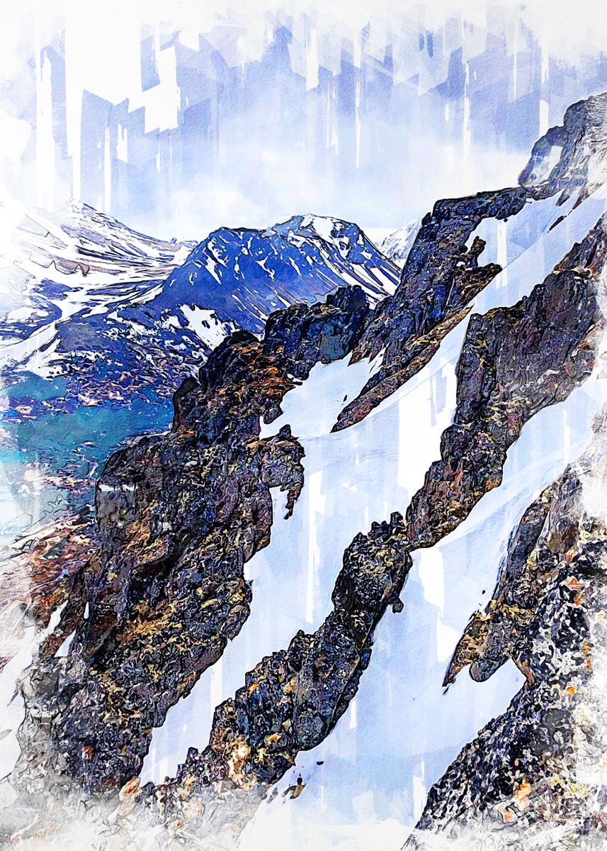 'Snowy Mountains Abstract' Poster by Colortrix | Displate