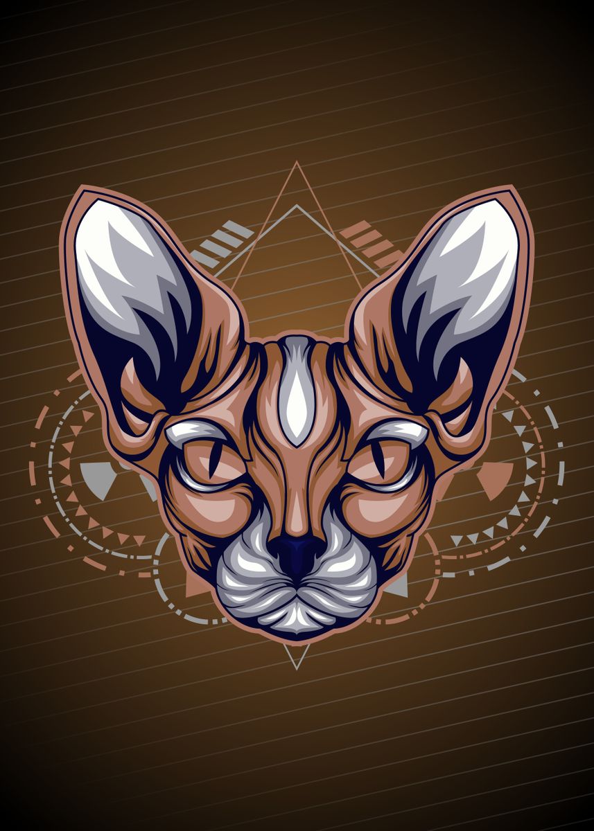 'Sphynx cat retro' Poster, picture, metal print, paint by arif purnomo ...