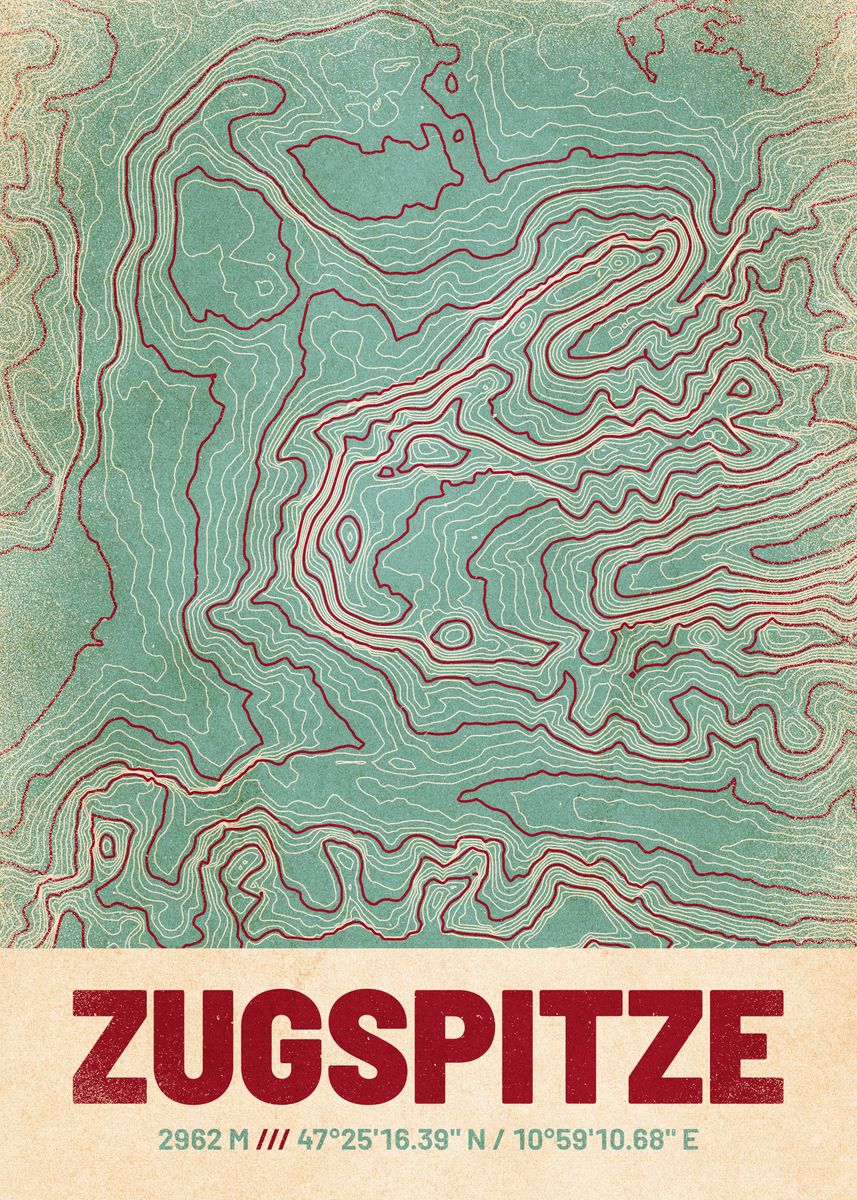 'Zugspitze Topographic Map' Poster by ViaMapia | Displate