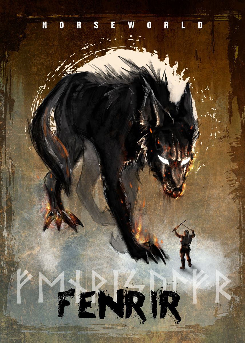 'Fenrir' Poster, picture, metal print, paint by ikaruna | Displate