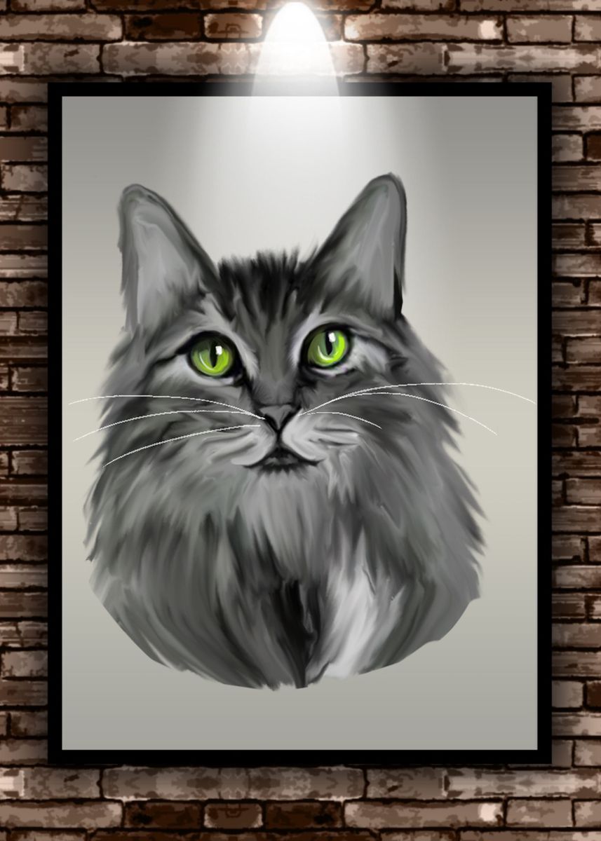 'Cat Face Portrait ' Poster by Max Ronn | Displate