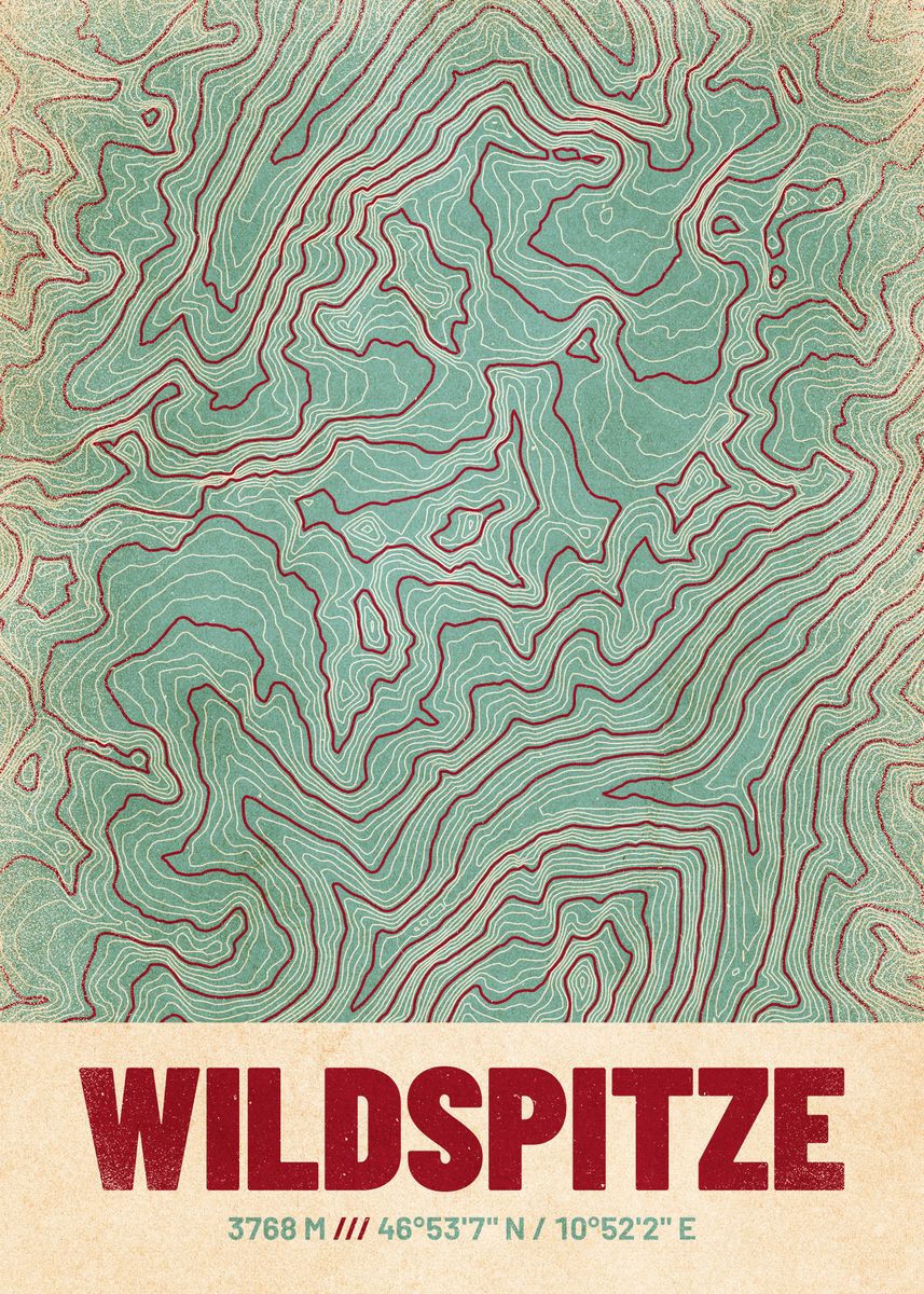 'Wildspitze Topographic Map' Poster by ViaMapia | Displate