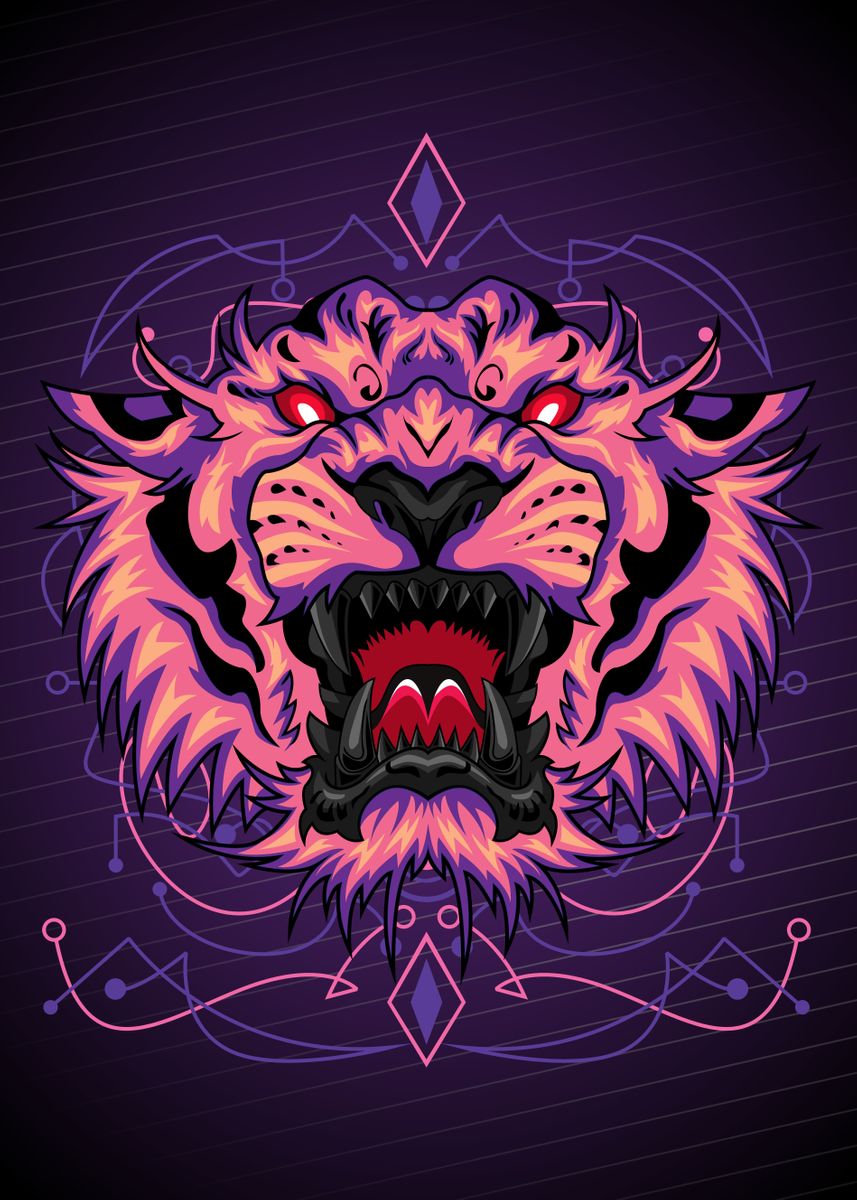'SCARY TIGER HEAD' Poster, picture, metal print, paint by arif purnomo ...