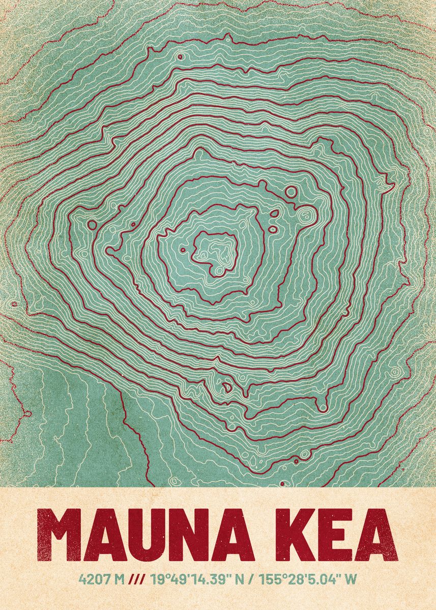 'Mauna Kea Topographic Map' Poster by ViaMapia | Displate