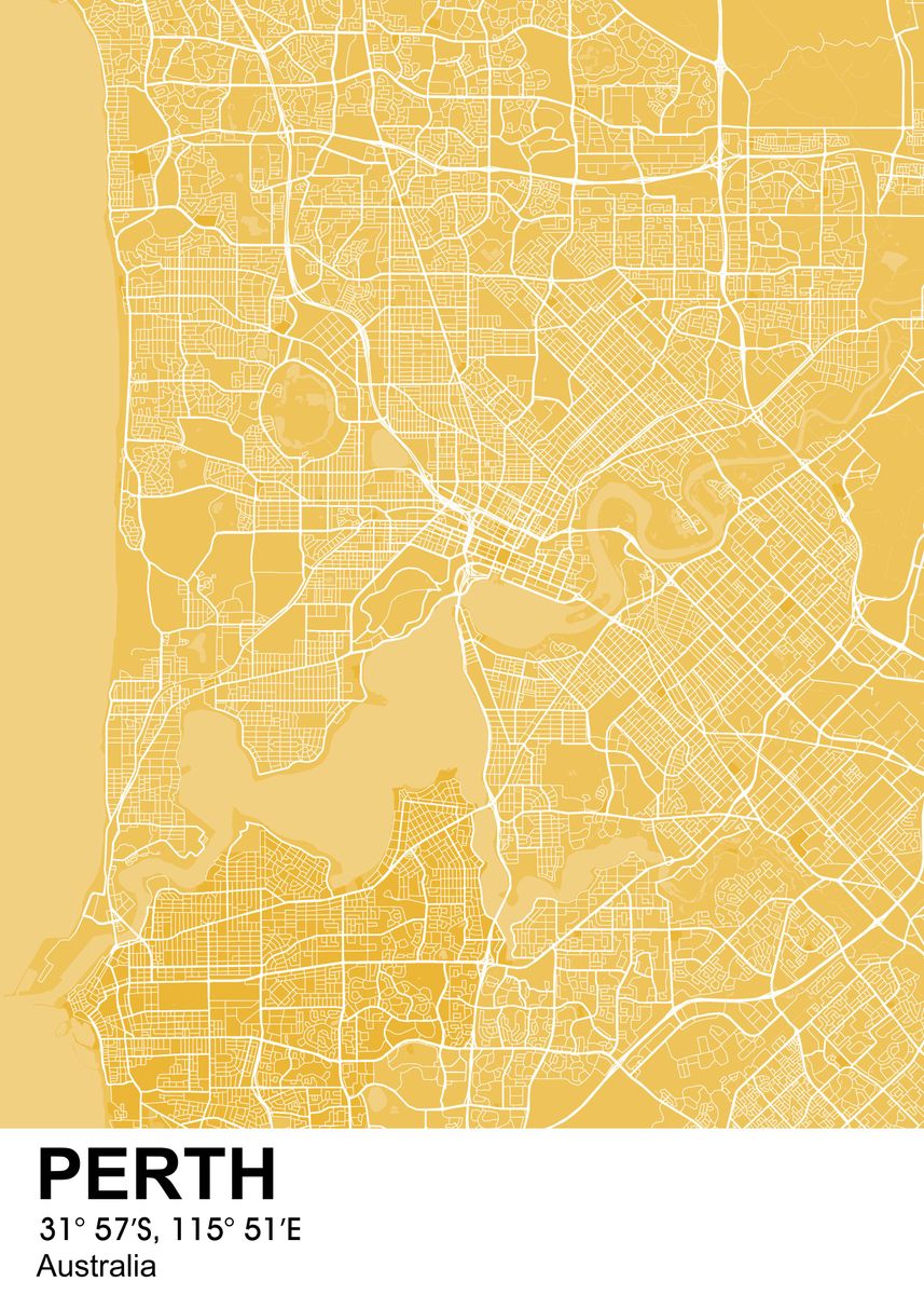 'perth color city map' Poster by Project X | Displate