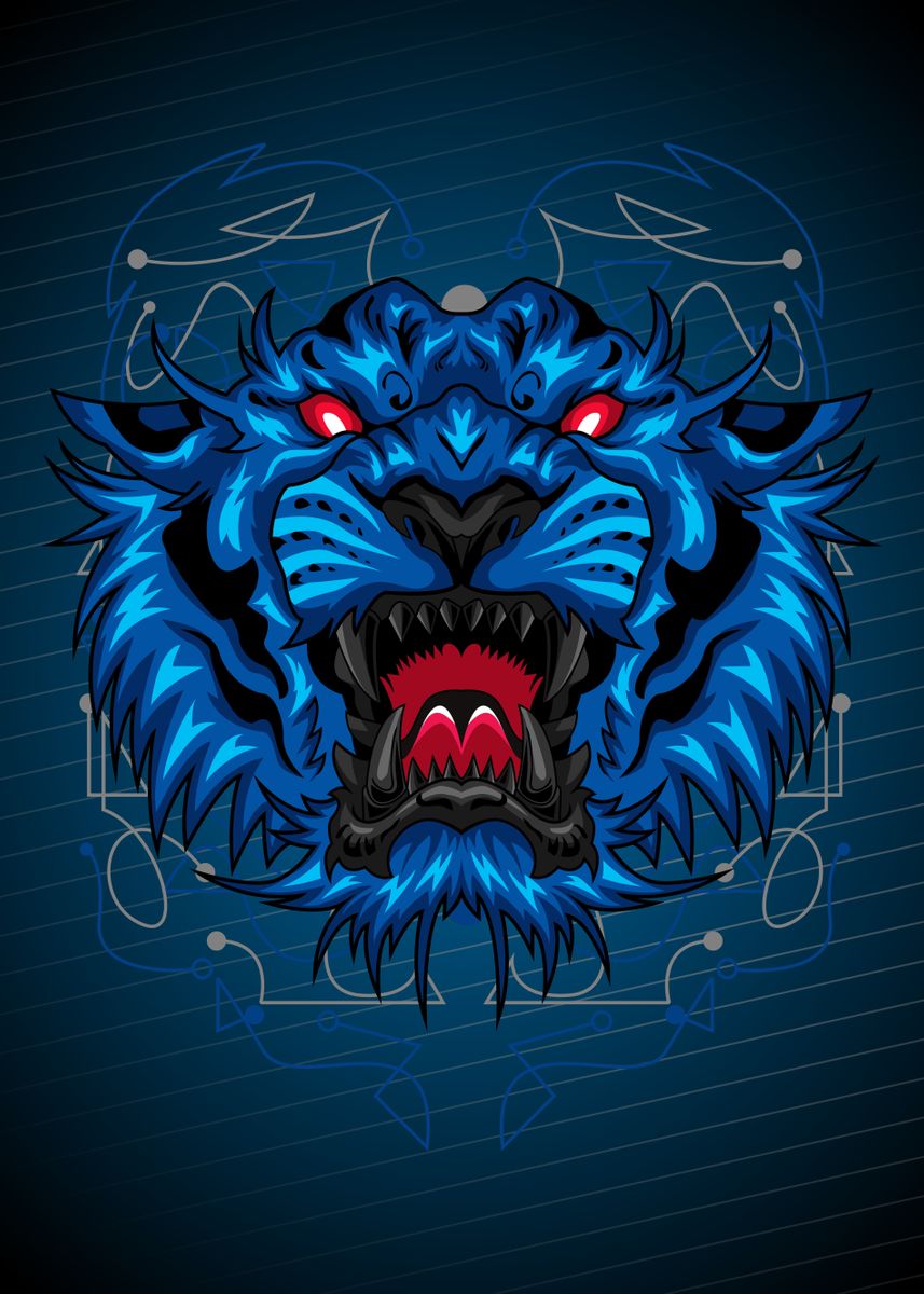 'BLUE TIGER HEAD' Poster by arif purnomo | Displate