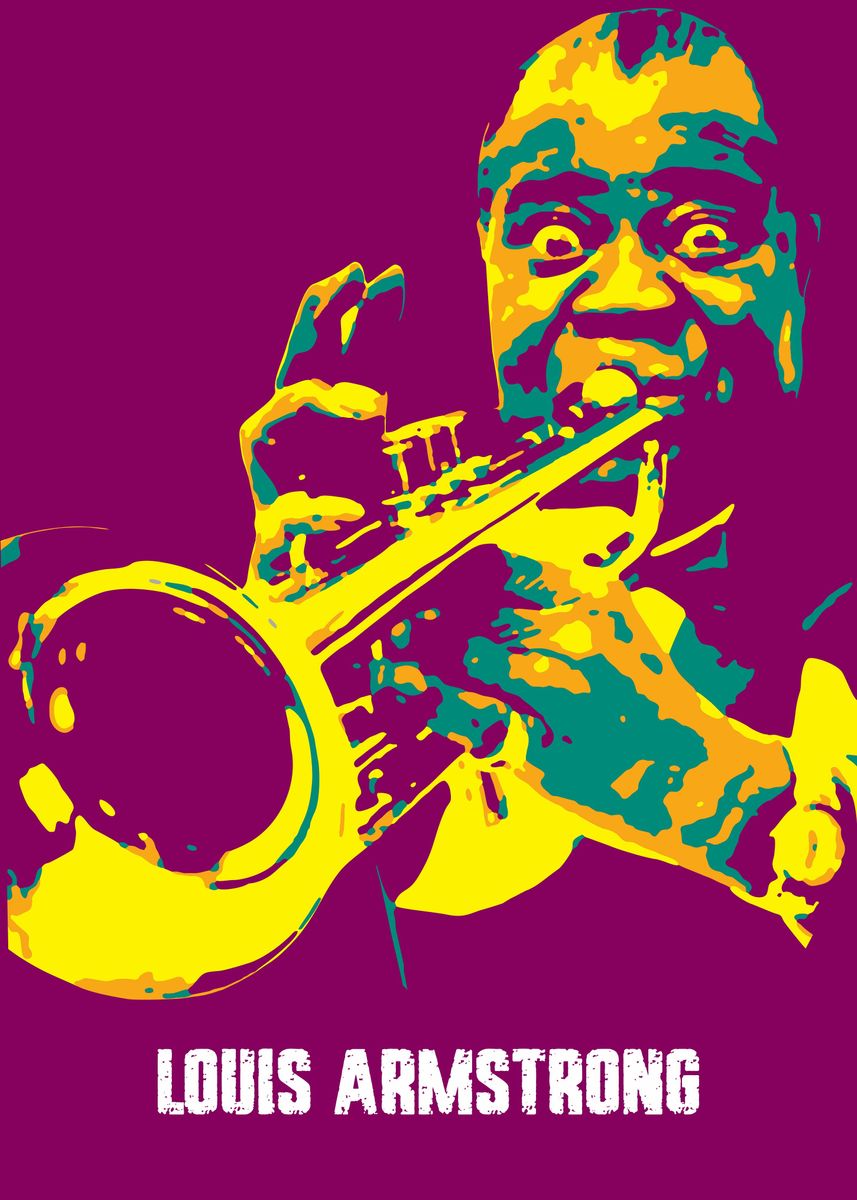 'Louis Armstrong v3' Poster, picture, metal print, paint by taurungka ...