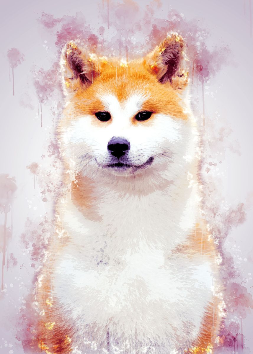'Akita Inu' Poster, picture, metal print, paint by Cornel Vlad | Displate