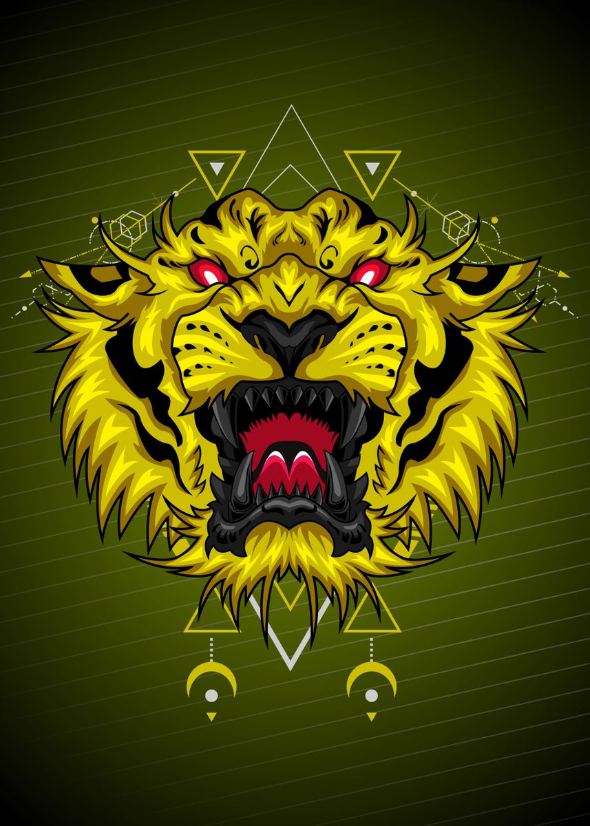 'SCARY TIGER HEAD' Poster, picture, metal print, paint by arif purnomo ...