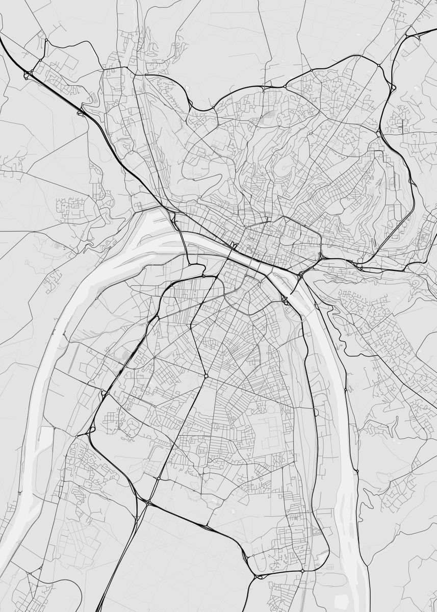 'Rouen France Map' Poster by GraphicalMaps | Displate