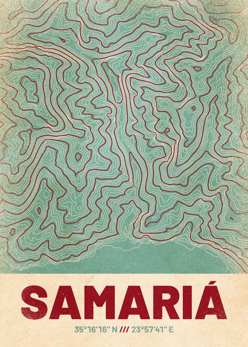 'Samari Gorge Topo Map' Poster, picture, metal print, paint by ViaMapia ...