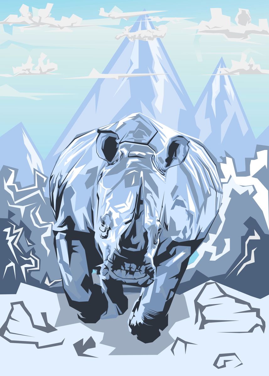 'elemental rhino ice' Poster, picture, metal print, paint by cahya ...