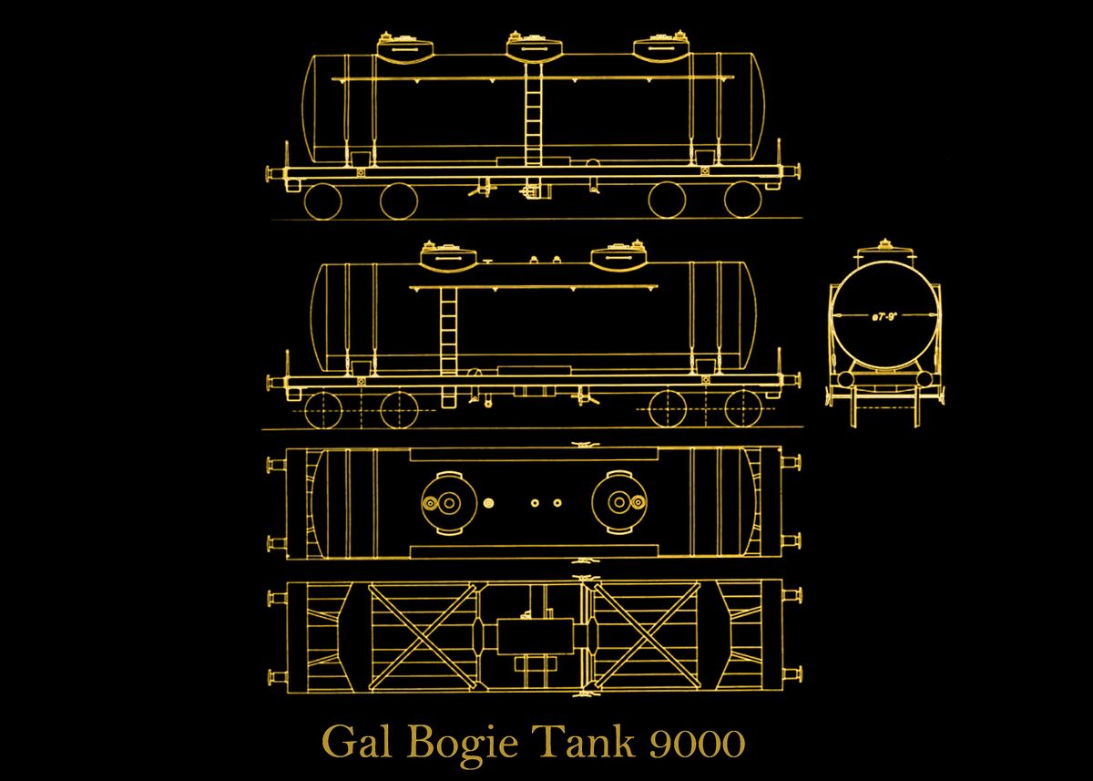 '9000 Gal Bogie Tank gold' Poster by B & W Arts | Displate