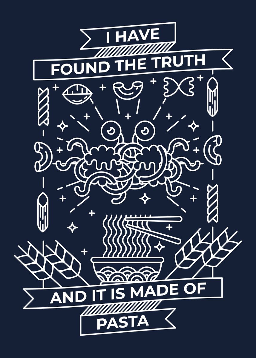 'Minimal Pastafarian' Poster, picture, metal print, paint by ...