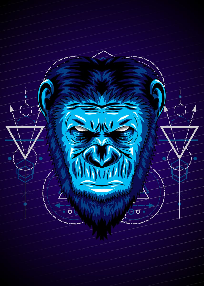 'dark blue monkey' Poster, picture, metal print, paint by arif purnomo ...