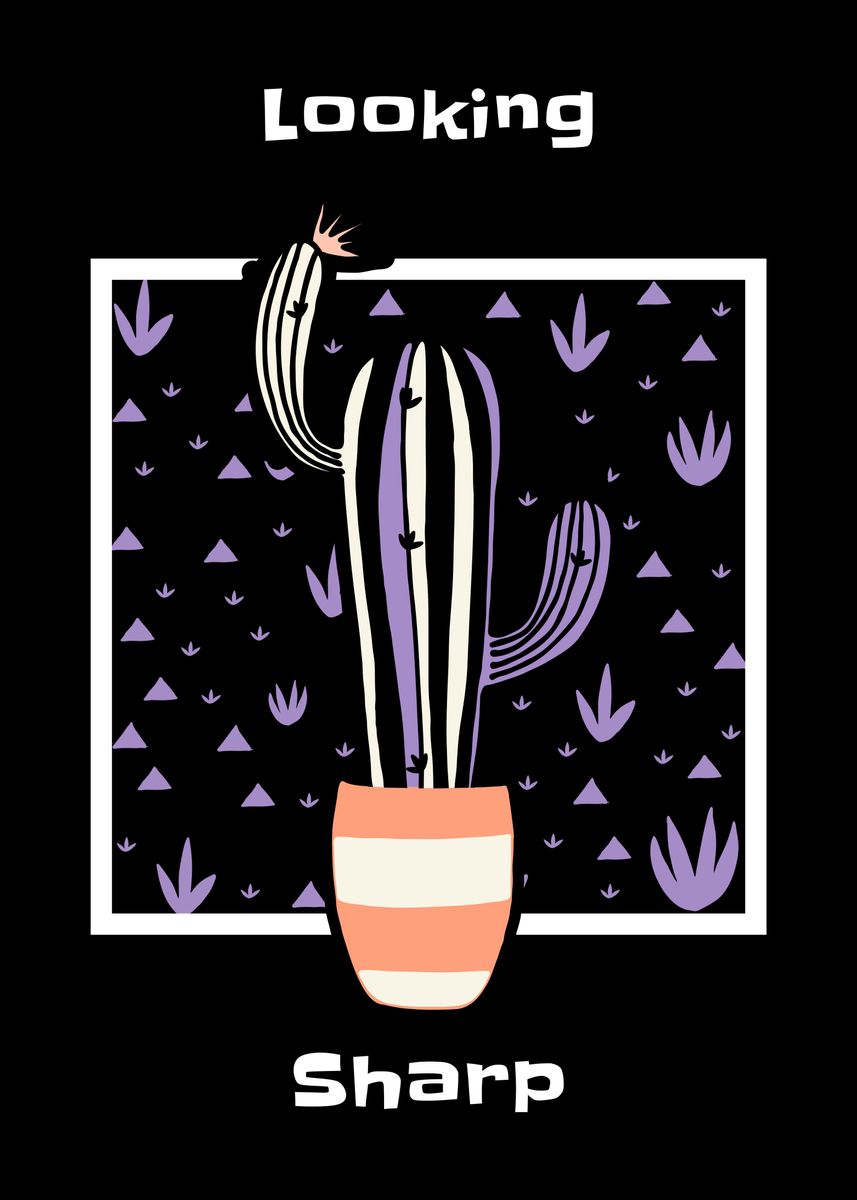 'Looking Sharp Cactus Plant' Poster, picture, metal print, paint by ...