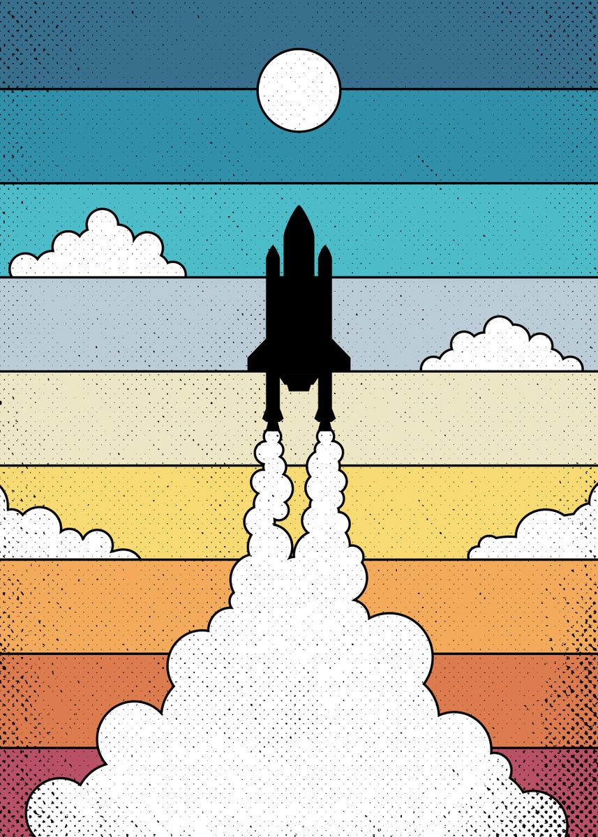 'Blast Off 1' Poster, picture, metal print, paint by heavyhand | Displate
