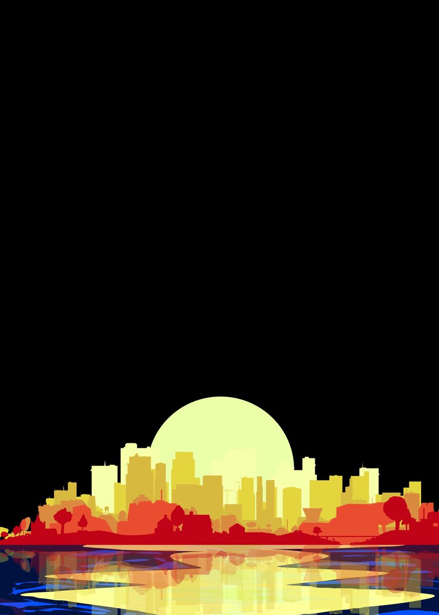 'City at Night' Poster by HomeStead Digital | Displate