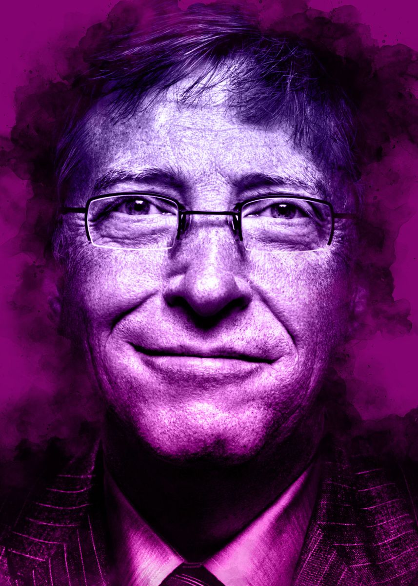 'Bill Gates' Poster, picture, metal print, paint by Defi Saul | Displate
