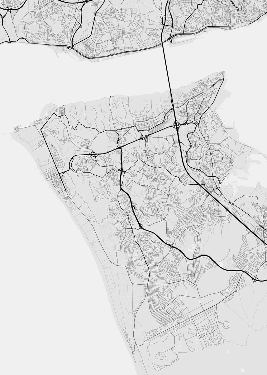 'Almada Portugal Map' Poster, picture, metal print, paint by ...