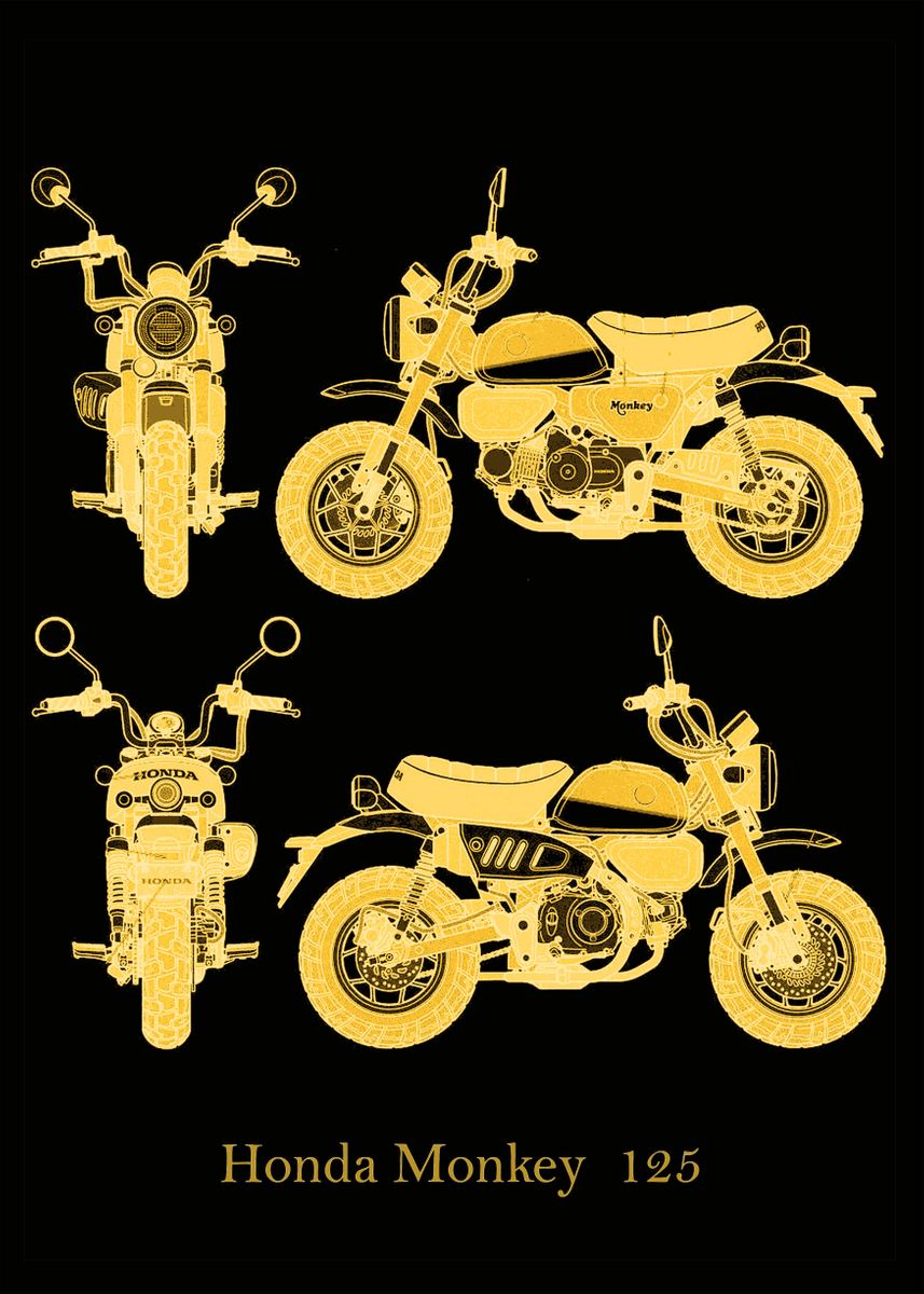'Honda Monkey 125 2018 gold' Poster, picture, metal print, paint by B ...
