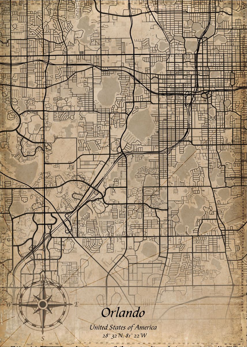 'orlando vintage map' Poster by Project X | Displate