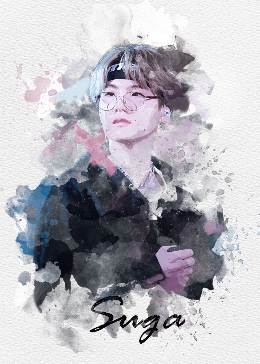 'Suga BTS' Poster, picture, metal print, paint by Andrian Novaldi ...