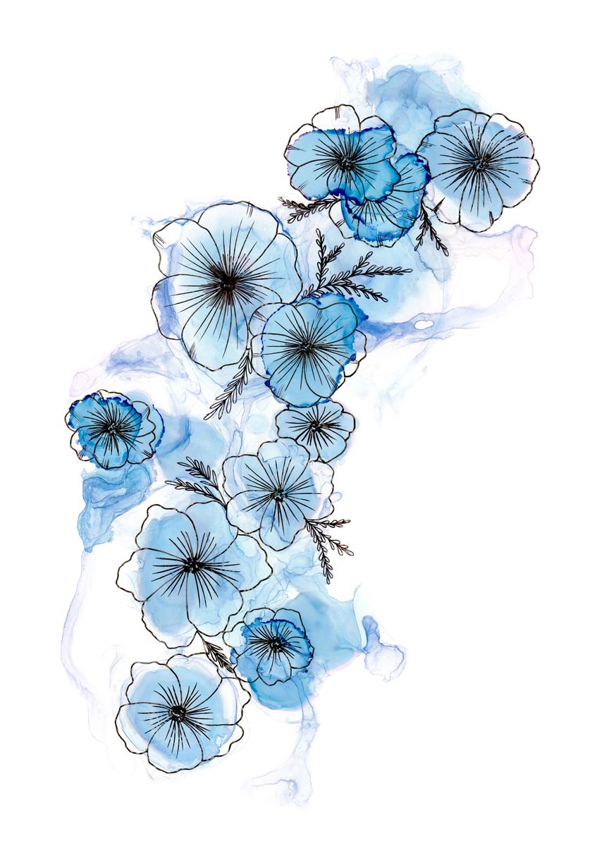 'Liquid Flowers' Poster, picture, metal print, paint by Kris | Displate