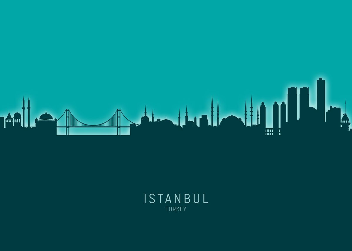 'Istanbul Skyline Turkey' Poster by Michael Tompsett | Displate