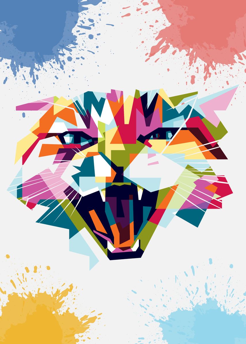 'Colorful Crazy Cat Animal' Poster, picture, metal print, paint by Max ...