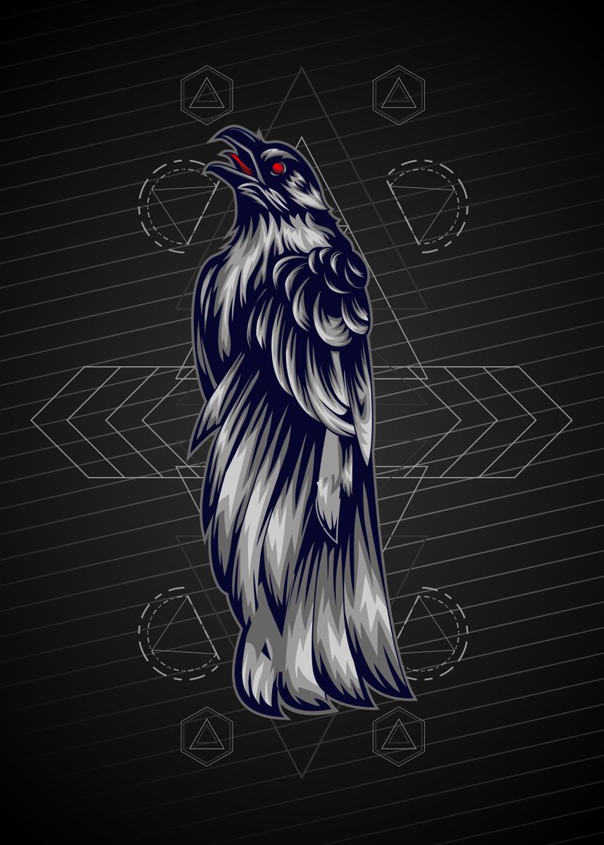 'DEATH CROW GEOMETRIC' Poster, picture, metal print, paint by arif ...