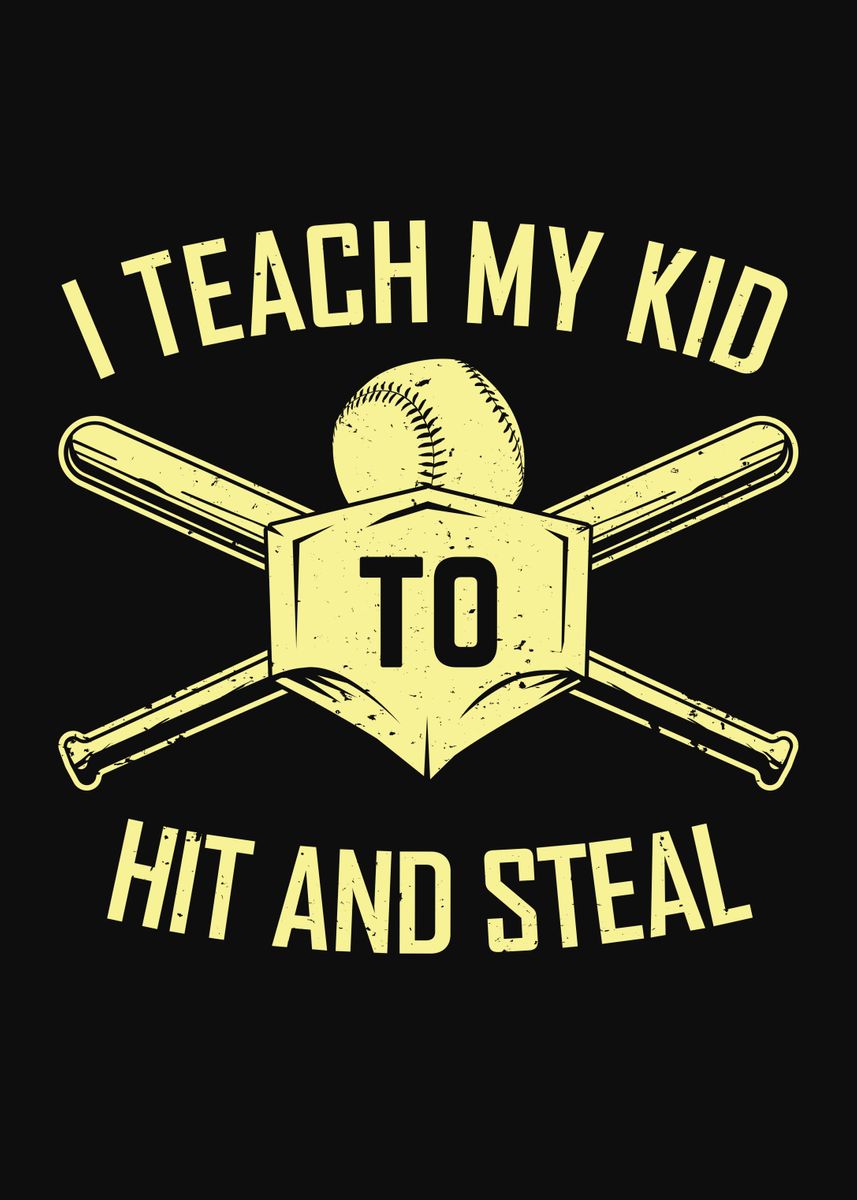 'Funny Baseball Dad Design' Poster, picture, metal print, paint by ...