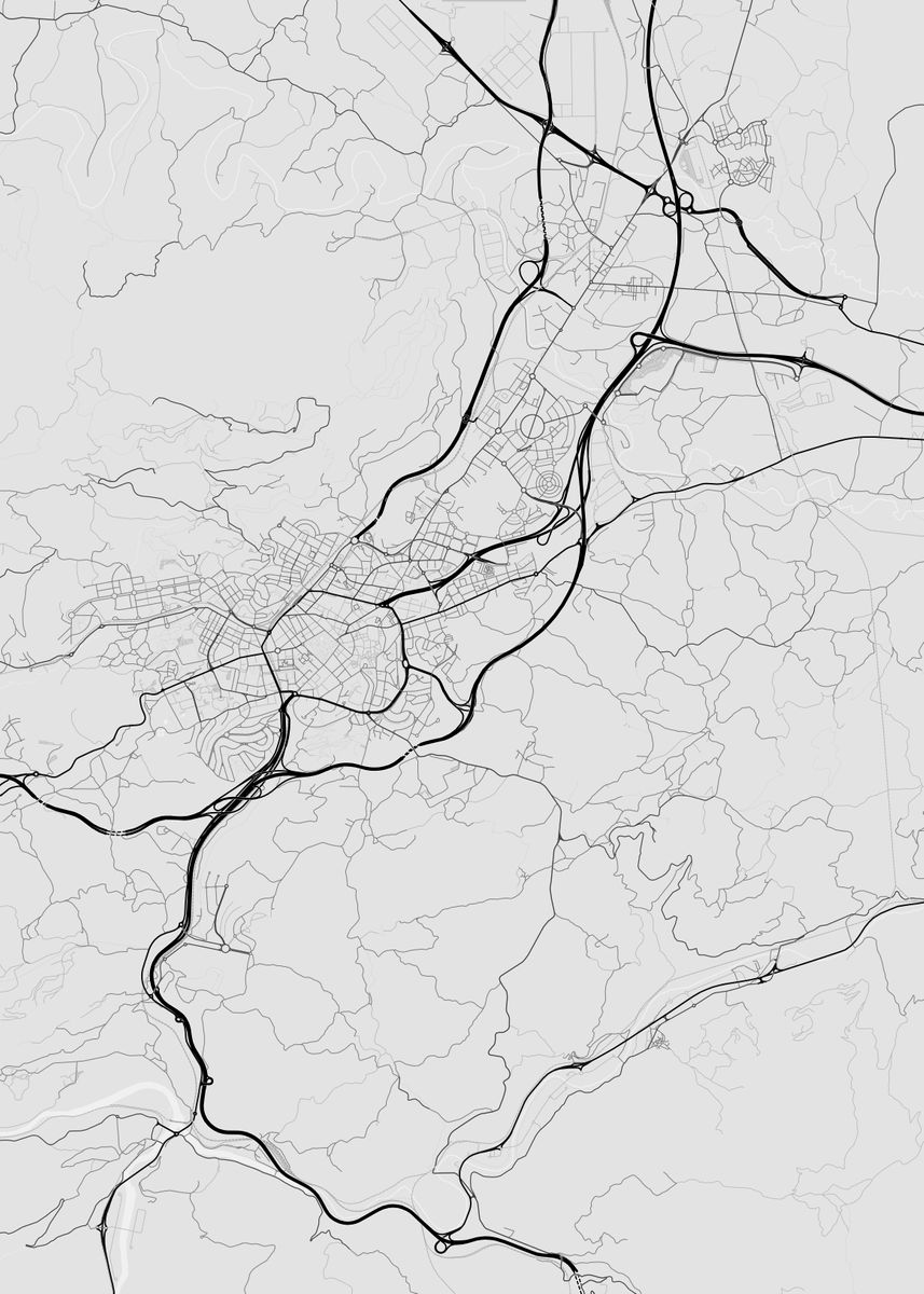 'Oviedo Spain Map' Poster, picture, metal print, paint by GraphicalMaps ...