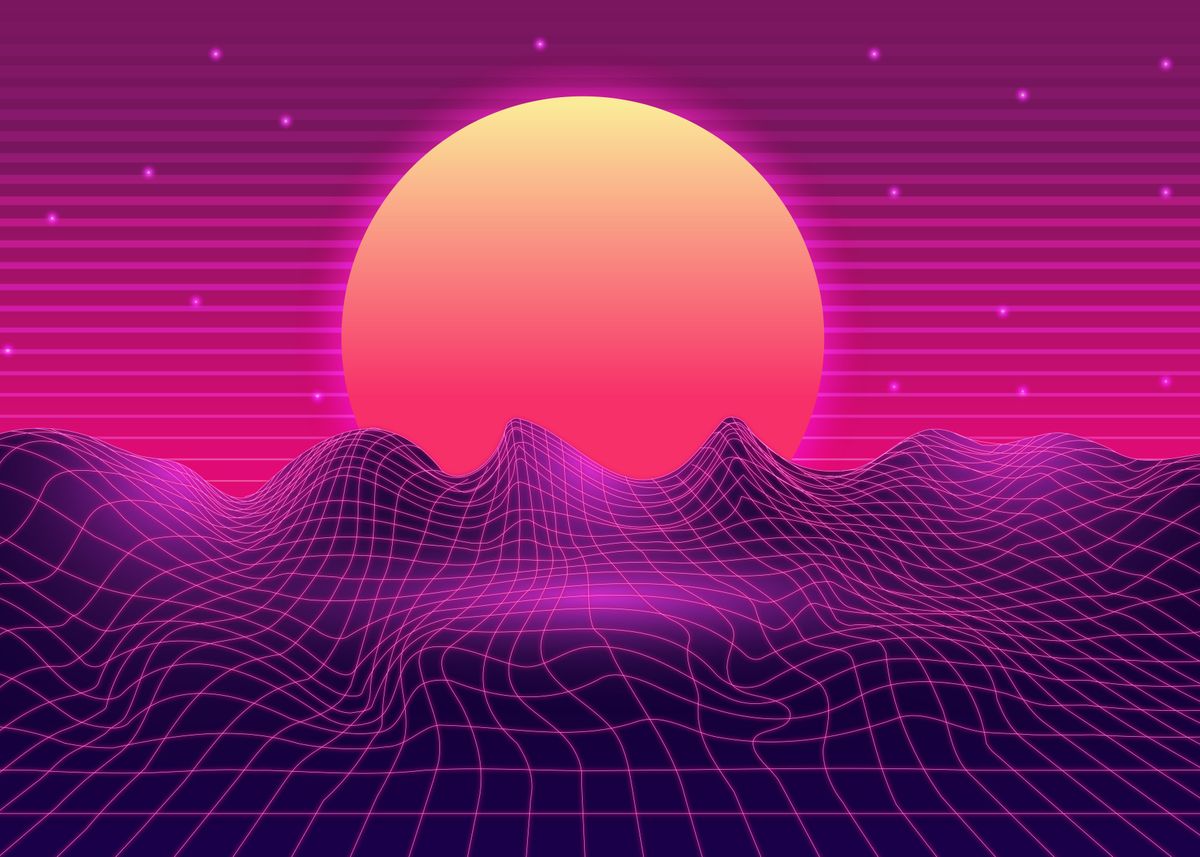 'Synthwave Space Sunset' Poster by Synthwave 1950 | Displate
