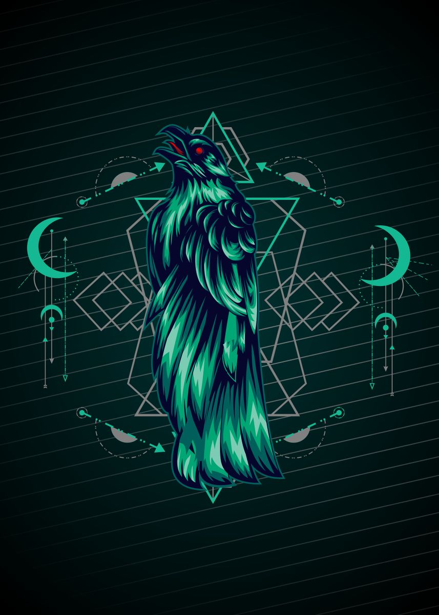 'MOON CROW ' Poster, picture, metal print, paint by arif purnomo | Displate