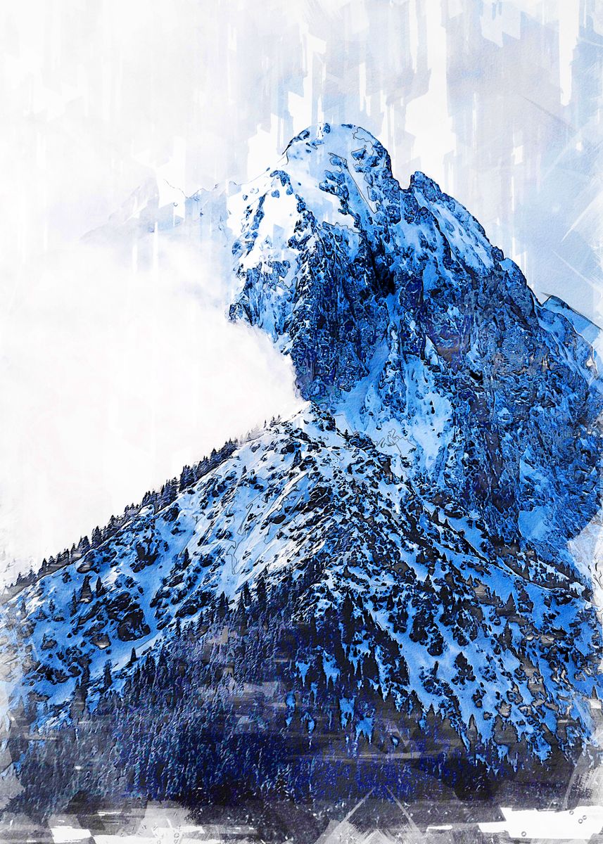 'German Snowy Mountain' Poster by Colortrix | Displate